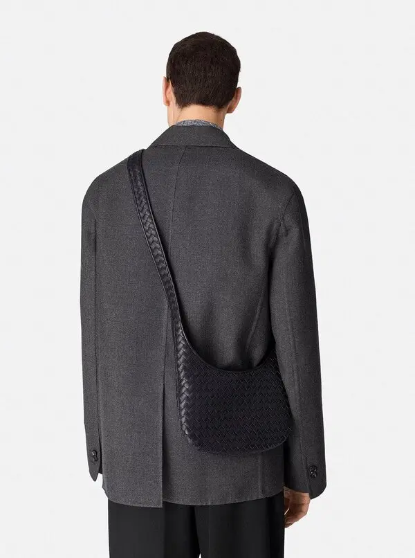Bottega Veneta Veneto' Shoulder Bag With Fixed Shoulder Strap And All-over Intrecciato Motif In Leather - Black