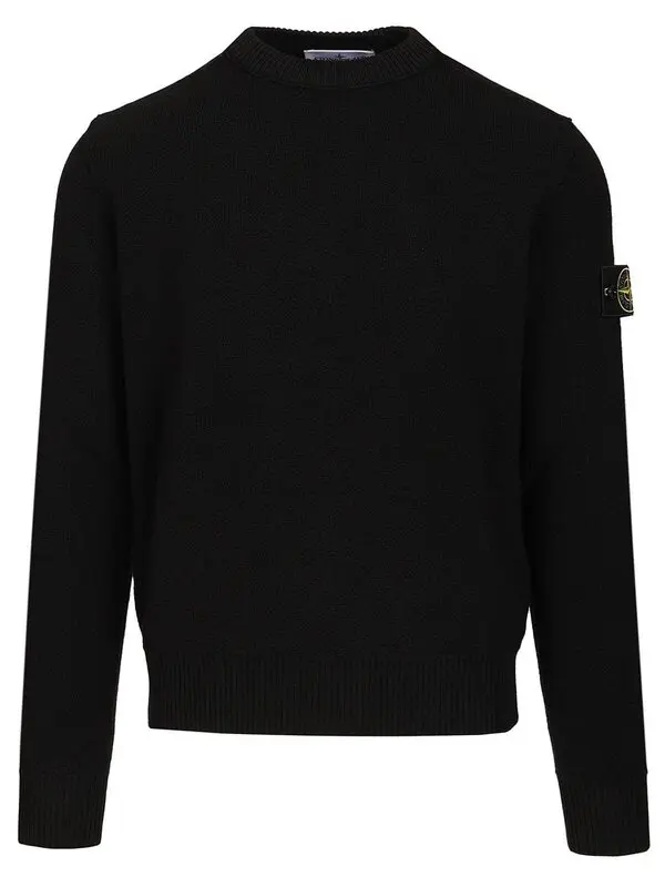 Stone Island Pure Virgin Wool Crew Neck Sweater - Black