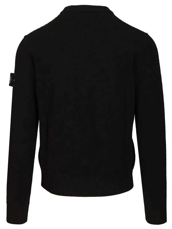 Stone Island Pure Virgin Wool Crew Neck Sweater - Black