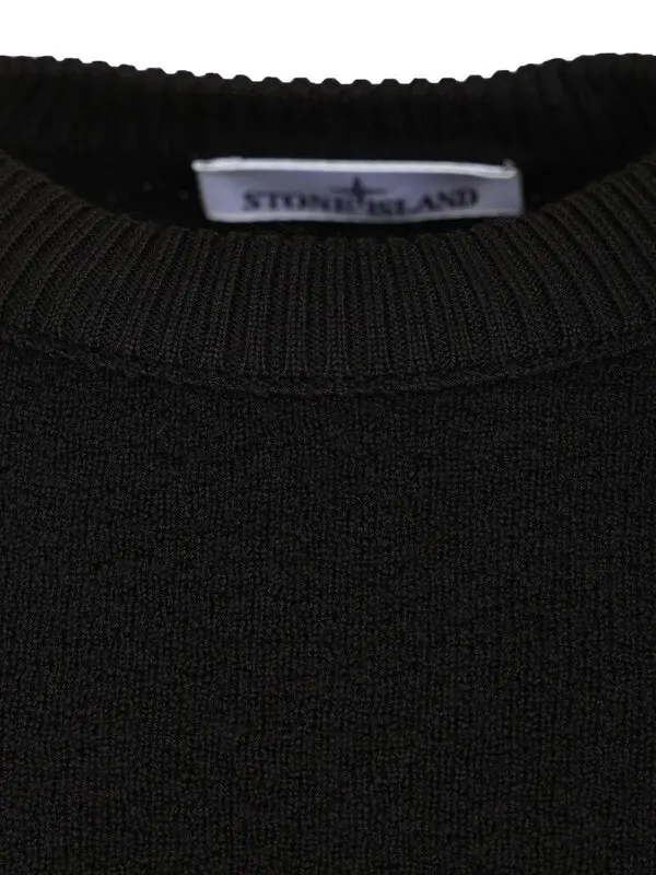 Stone Island Pure Virgin Wool Crew Neck Sweater - Black