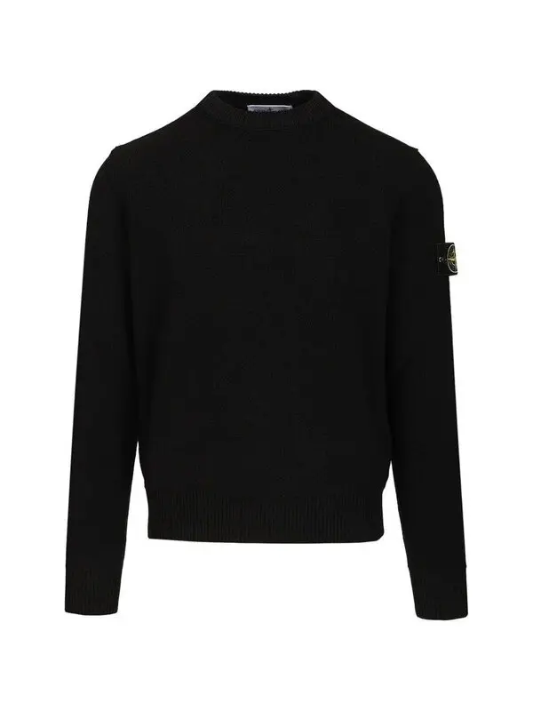 Stone Island Pure Virgin Wool Crew Neck Sweater - Black
