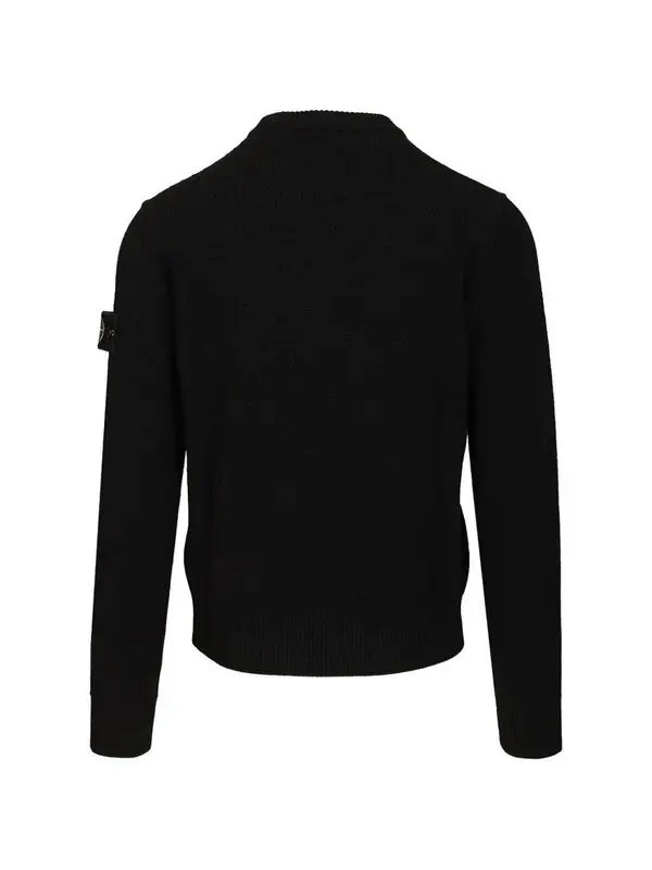 Stone Island Pure Virgin Wool Crew Neck Sweater - Black