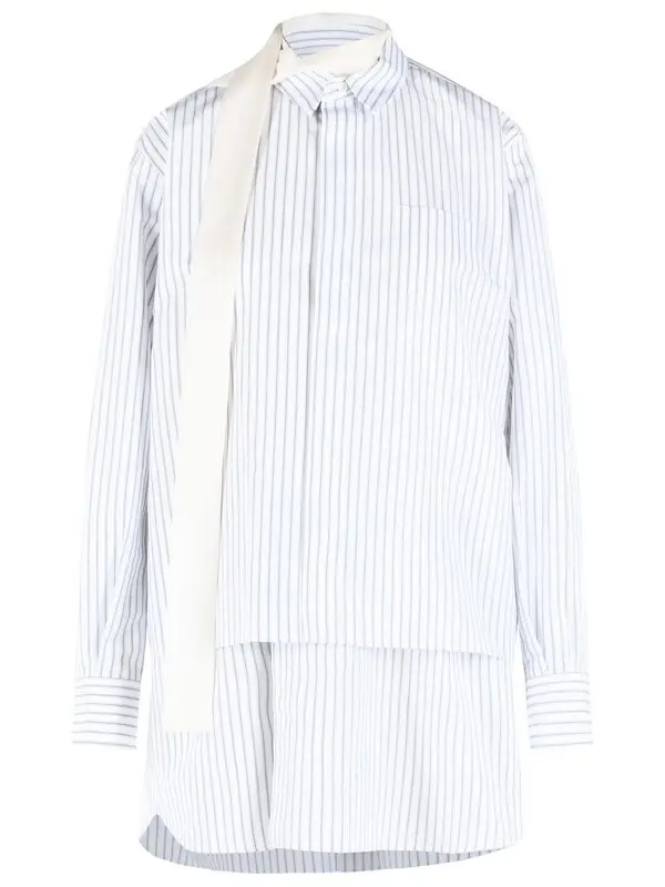Sacai Cotton Blend Mini Dress - White