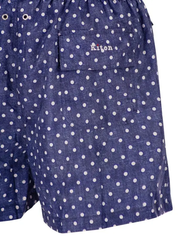Kiton Short Patterned Swim Boxers - Blue