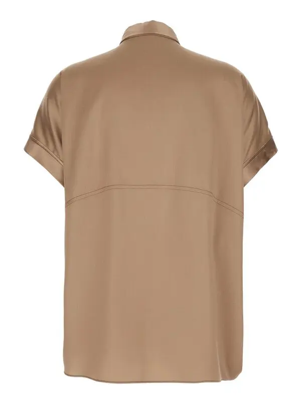 Brunello Cucinelli Stretch Silk Button Down Collar Shirt