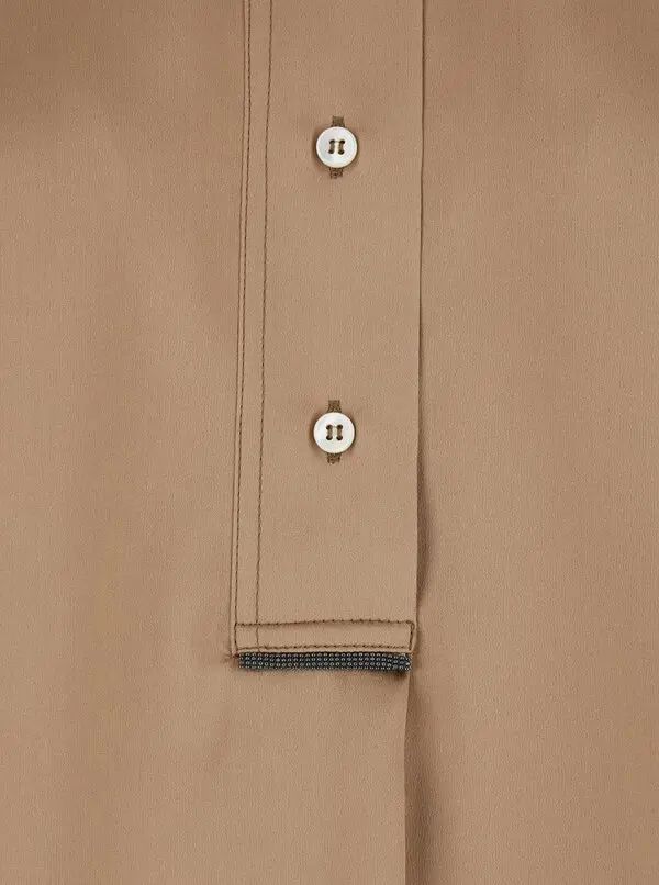 Brunello Cucinelli Stretch Silk Button Down Collar Shirt