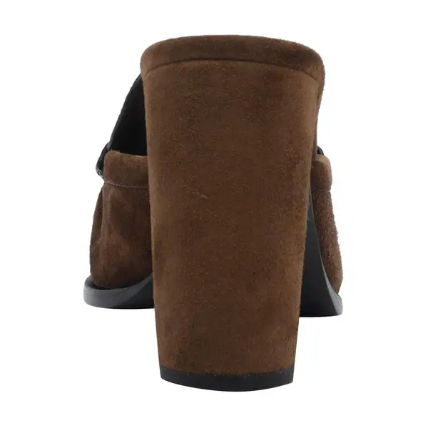 Saint Laurent Suede Le Loafer Mules - Brown