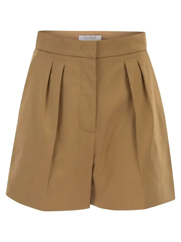 Max Mara Mxmtabacco Stretch Cotton Satin Shorts - Cream