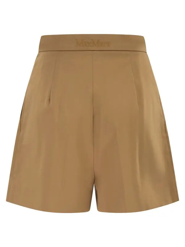 Max Mara Mxmtabacco Stretch Cotton Satin Shorts - Cream