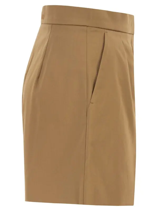 Max Mara Mxmtabacco Stretch Cotton Satin Shorts - Cream