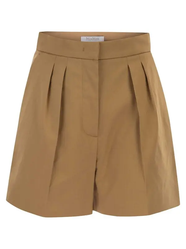 Max Mara Mxmtabacco Stretch Cotton Satin Shorts - Cream