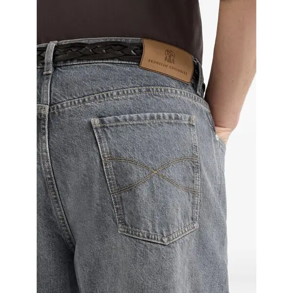 Brunello Cucinelli Grey Denim Regular & Straight-leg Jeans