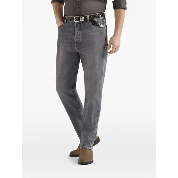 Brunello Cucinelli Grey Denim Regular & Straight-leg Jeans