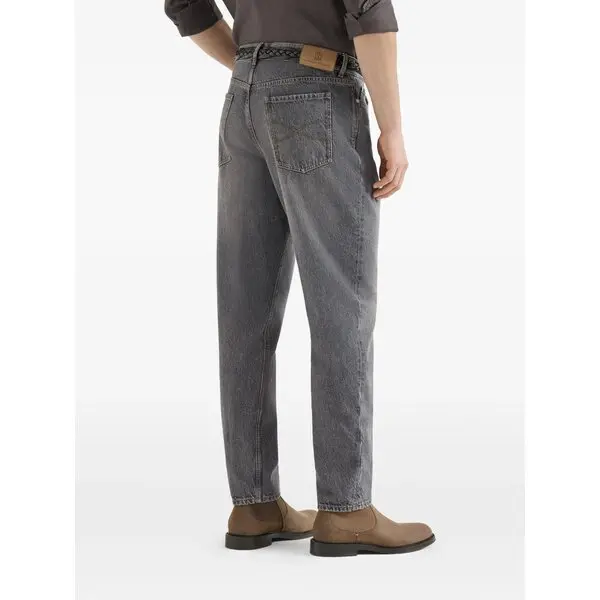 Brunello Cucinelli Grey Denim Regular & Straight-leg Jeans
