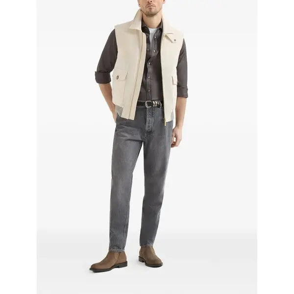 Brunello Cucinelli Grey Denim Regular & Straight-leg Jeans