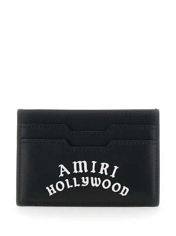 Amiri Black Card Holder With Logo Lettering On The Front And Embossed Logo On The Rear In Leather - Multicolor