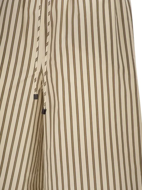 Max Mara Striped Cotton And Silk Canvas Wide-leg Trousers - Cream
