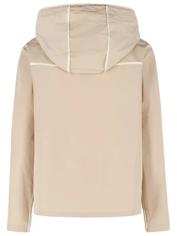 Moncler Sarracenia Hooded Jacket In Polyester And Cotton - Cream