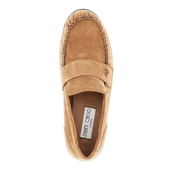 JIMMY CHOO Ellis' Suede Leather Loafers - Brown