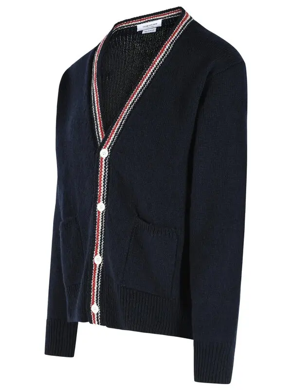Thom Browne Hector' Cardigan In Navy Wool And Mohair Blend