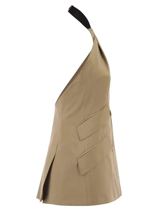Max Mara Nuraghe Sleeveless Jacket In Wool And Silk Poplin - Brown