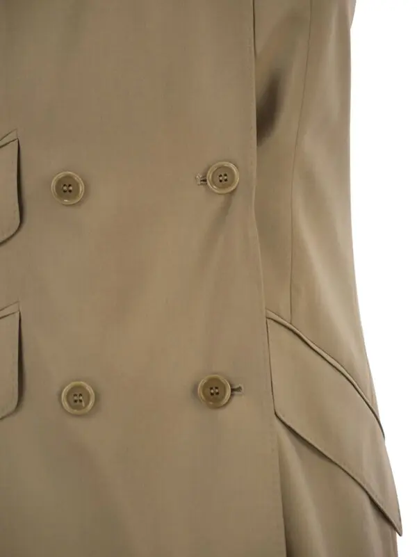 Max Mara Nuraghe Sleeveless Jacket In Wool And Silk Poplin - Brown