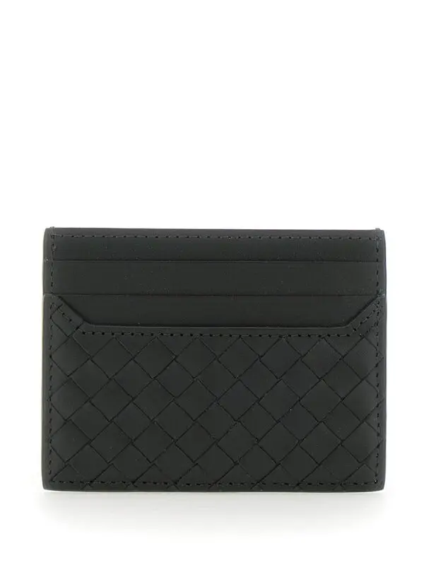 Bottega Veneta Green Card Holder With Intrecciato Motif In Leather - Multicolor