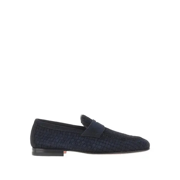 Santoni Carlo' Suede Leather Penny Loafers - Blue