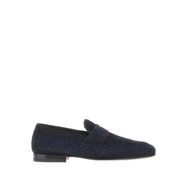 Santoni Carlo Suede Leather Penny Loafers - Blue