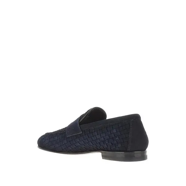 Santoni Carlo Suede Leather Penny Loafers - Blue