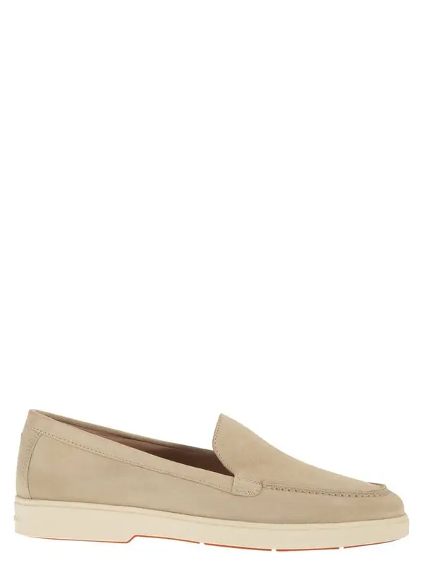 Santoni Yaltamoc Suede Loafer - Cream