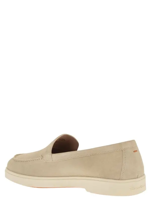 Santoni Yaltamoc Suede Loafer - Cream