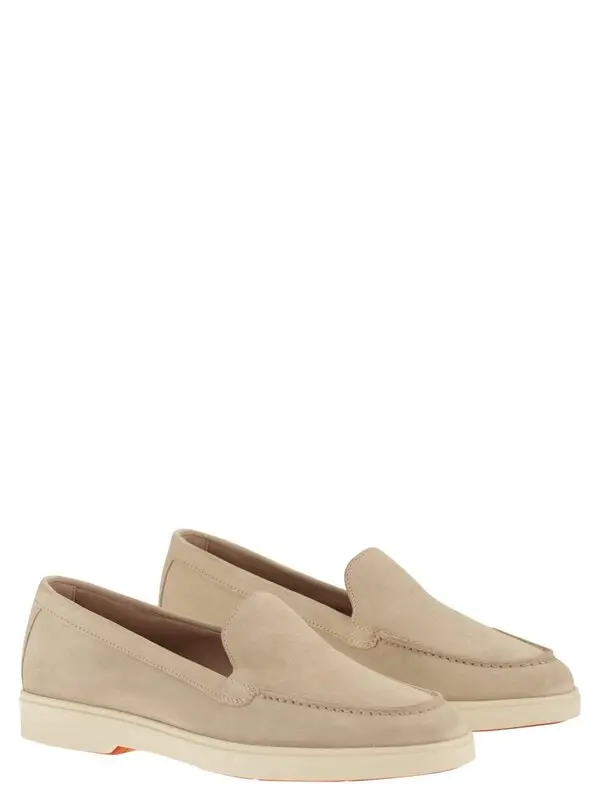 Santoni Yaltamoc Suede Loafer - Cream