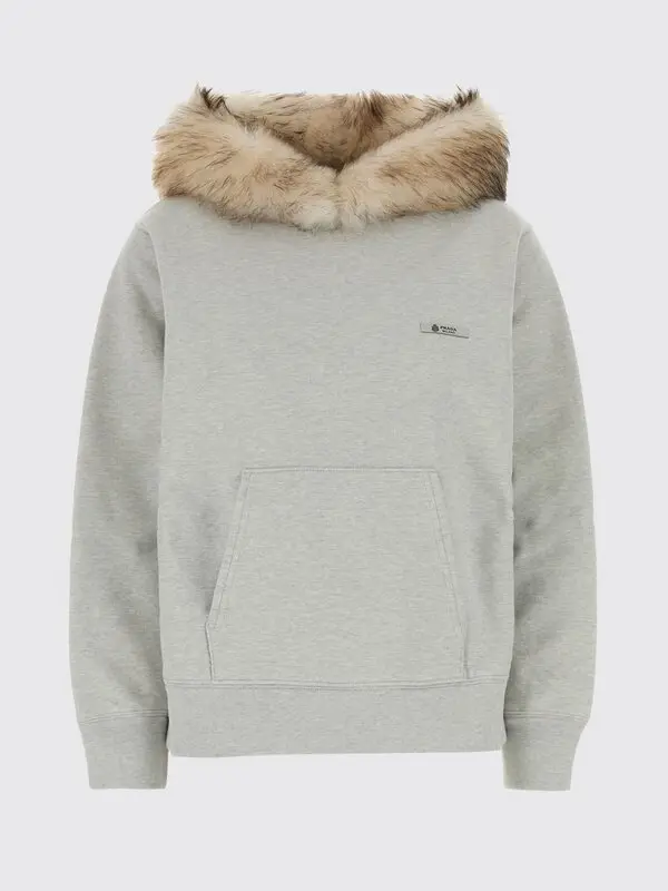 Prada Cotton Hoodie With Fur Insert