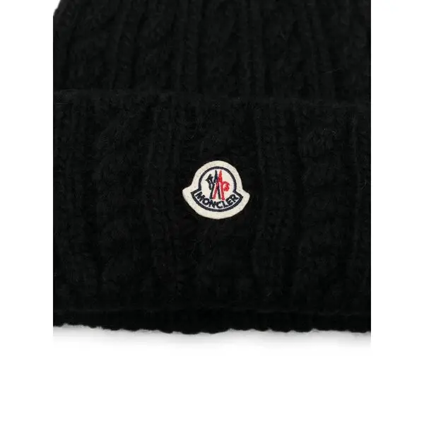 Moncler Cable Knit Beanie - Black