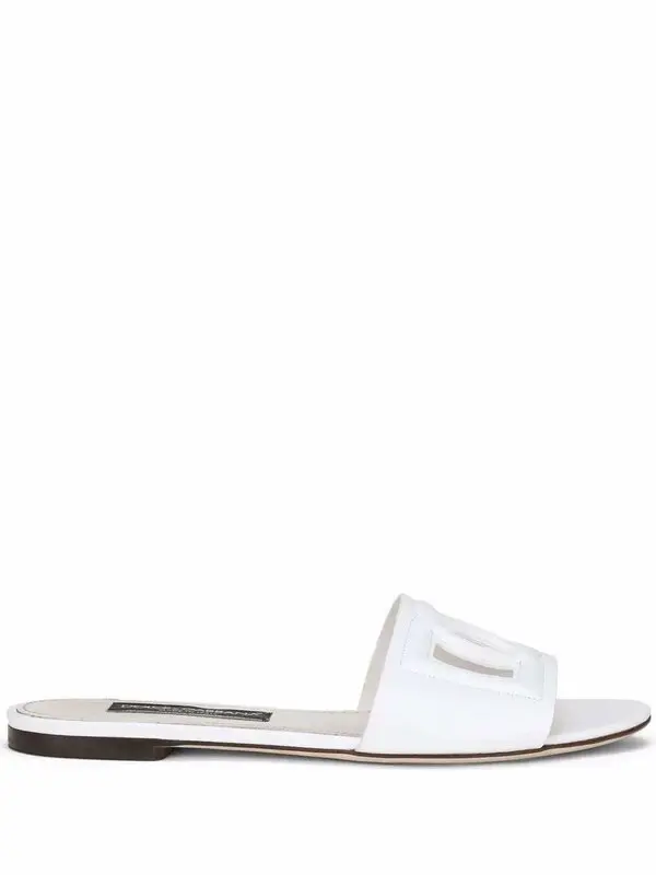 Dolce & Gabbana Leather Sandals With Dg Logo - White