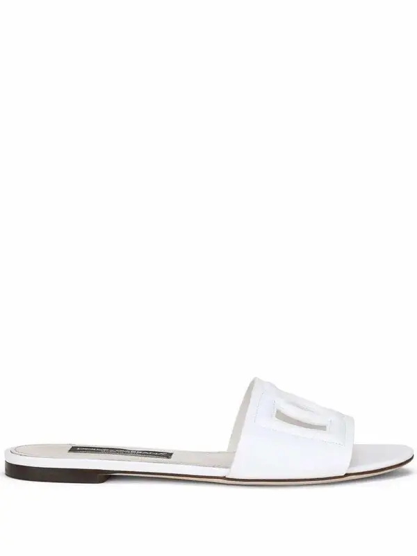 Dolce & Gabbana Leather Sandals With Dg Logo - White