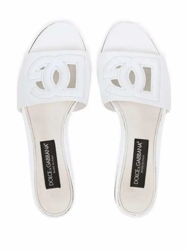 Dolce & Gabbana Leather Sandals With Dg Logo - White