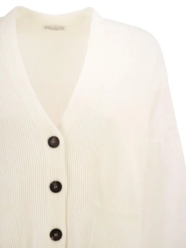 Brunello Cucinelli Ribbed Cardigan - White