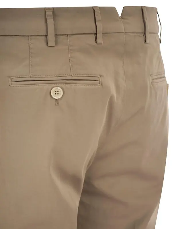 Brunello Cucinelli Italian Fit Cotton Gabardine Trousers - Multicolor