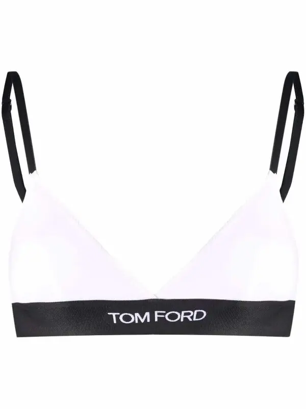 TOM FORD Triangle Bra With Logo Band - White