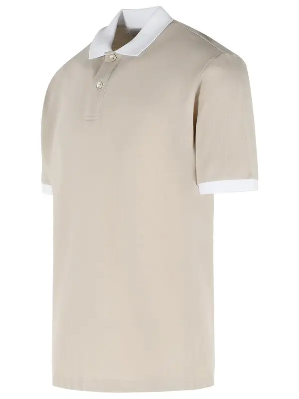 Eleventy Beige Cotton Polo Shirt