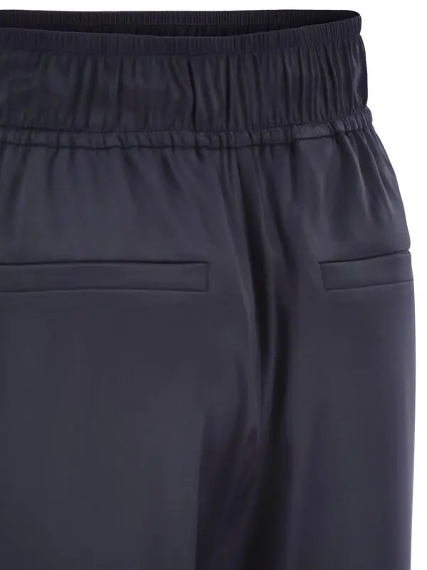 Brunello Cucinelli Track Trousers In Stretch Silk Satin - Multicolor