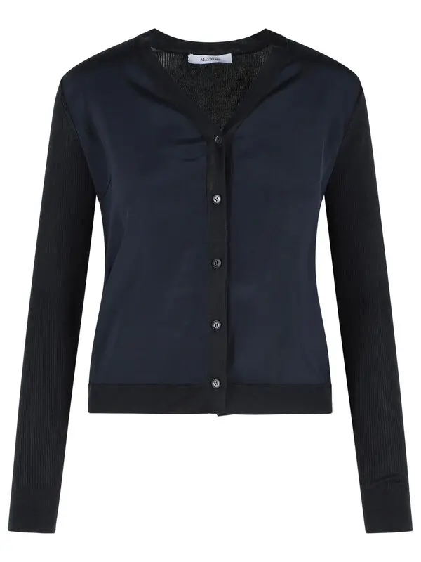 Max Mara Ninfee' Silk And Cashmere Cardigan - Blue