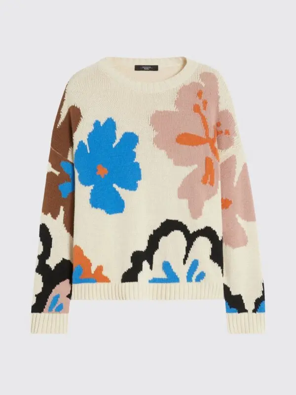Max Mara Celebre Crew Neck Cotton Blend Pullover - Multicolor