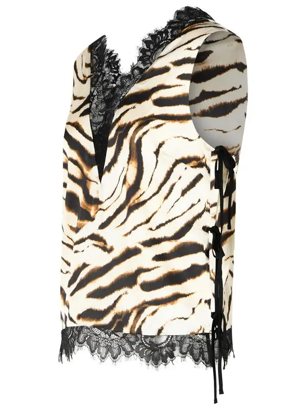 GANNI Ivory Viscose Tank Top