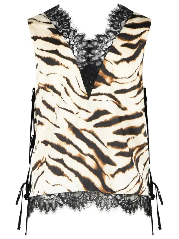 GANNI Ivory Viscose Tank Top