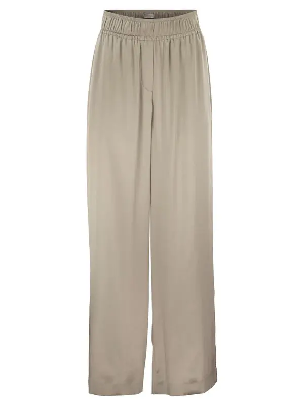 Brunello Cucinelli Stretch Silk Satin Track Trousers - Multicolor