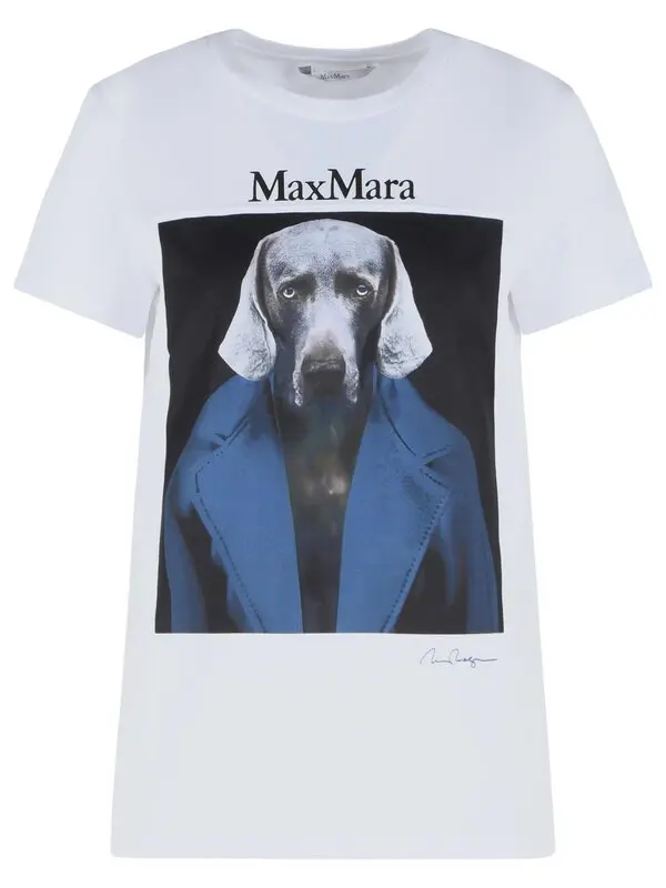 Max Mara Calca' White Cotton T-shirt - Blue