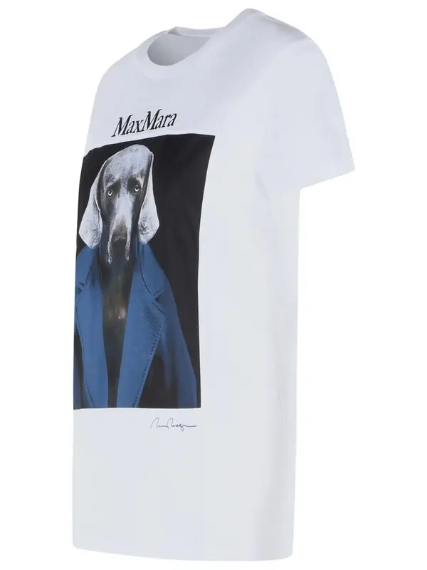 Max Mara Calca' White Cotton T-shirt - Blue
